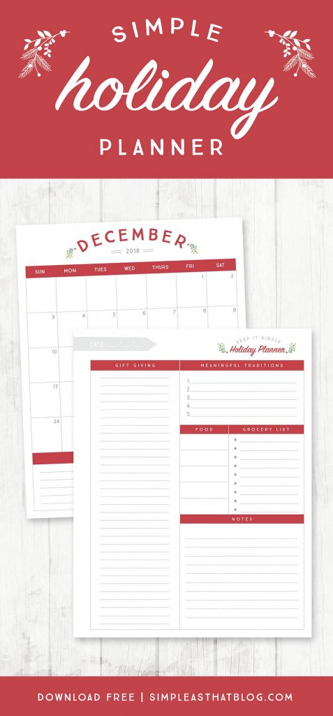 Free Printable Holiday Planner